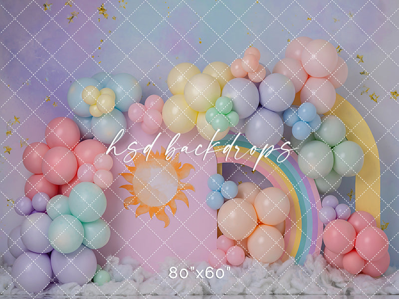 Pastel Balloon Bliss Rainbow Cake Smash Photo Backdrop for Girls – HSD ...