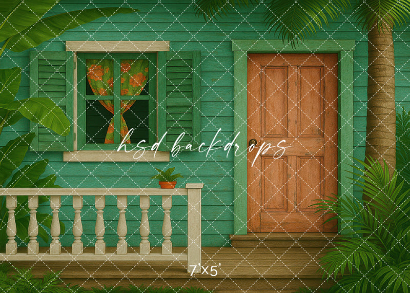 Tropical Island Porch Photography Backdrop – Caribbean House Front ...