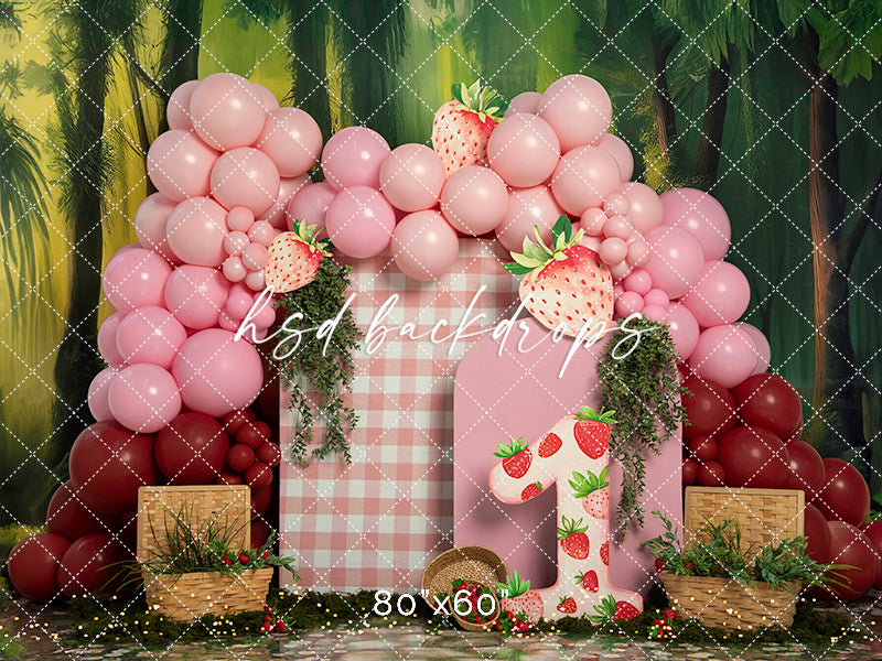 Strawberry Patch Party Cake Smash Photography Backdrop – HSD ...