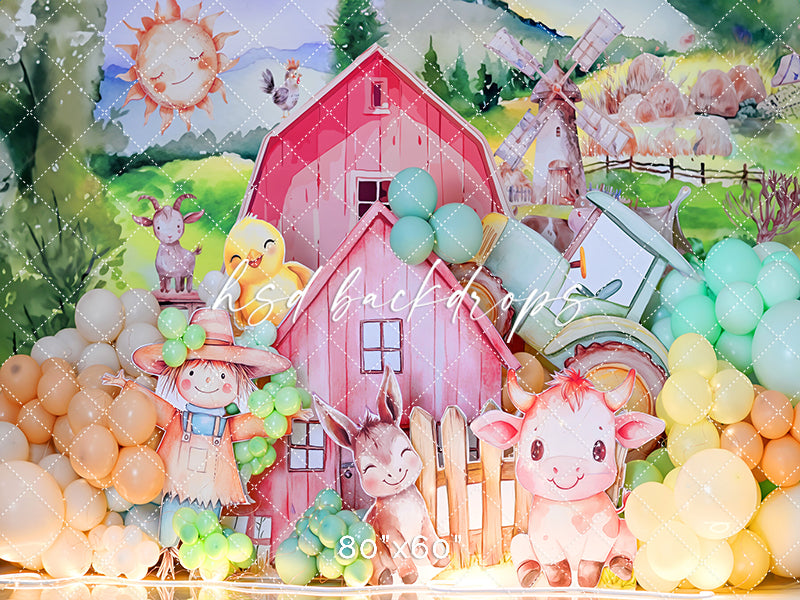 Barnyard Buddies Farm Animal Birthday Backdrop | HSD Backdrops – HSD ...