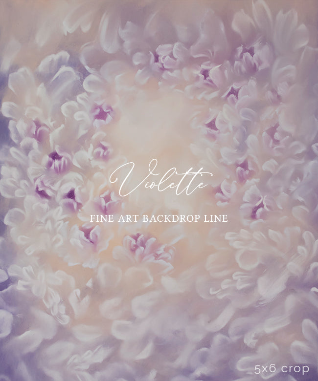 Purple Floral Painted Fine Art Photography Backdrop Violette