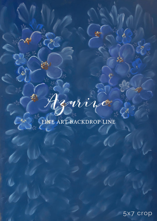 Blue Floral Painted Fine Art Photography Backdrop Azurine