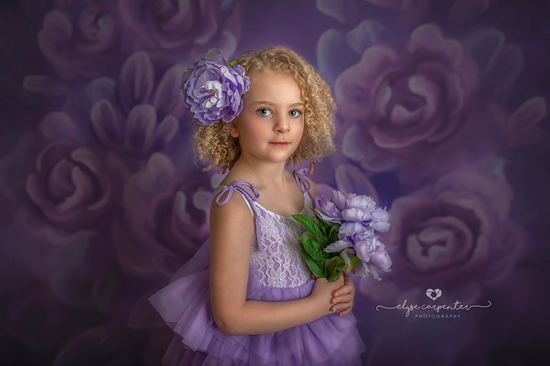 Floral Fine Art Photo Backdrop for Studio Portraits Passion for Purple