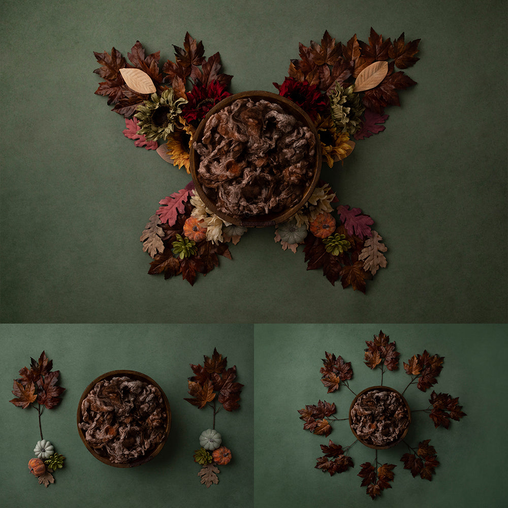 Fall Newborn Digital Backdrop | Autumn Leaves Collection