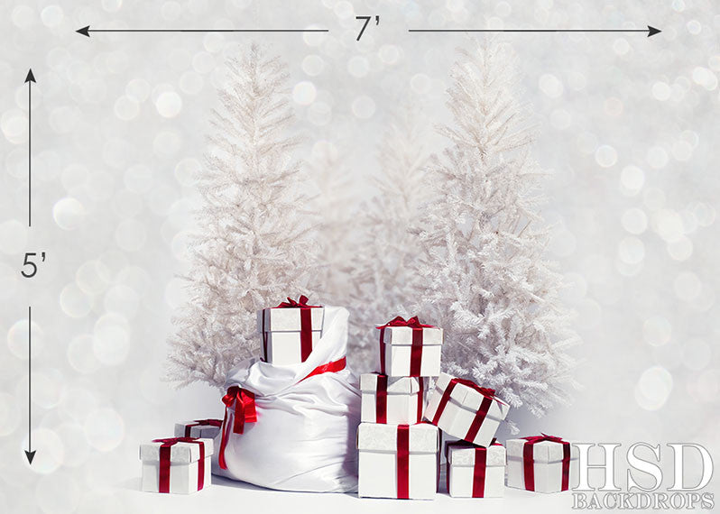 Christmas Photography Backdrop, Tree & Presents Photo Background