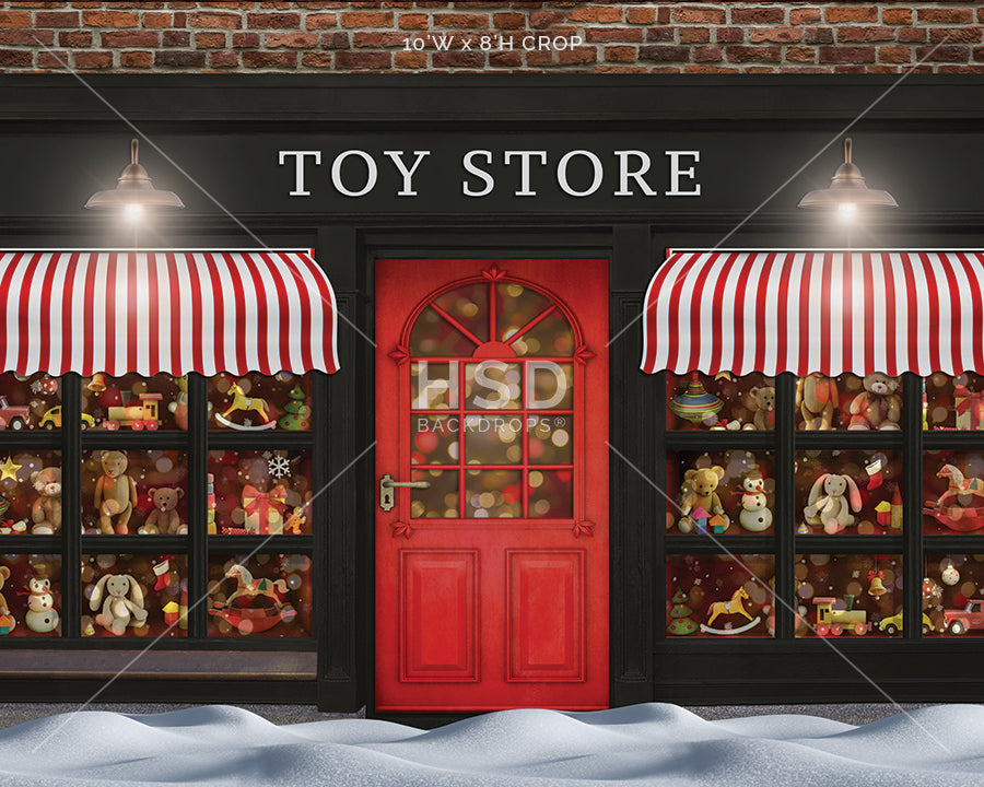 Santa's Toy Shop Backdrop for Pictures. Toy Store Backdrop for Photos.