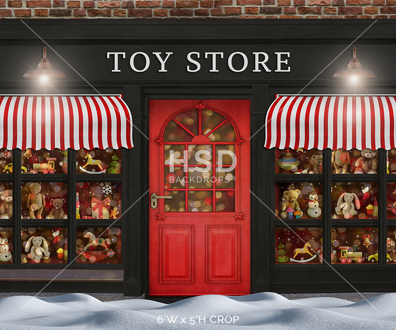 Santa's Toy Shop Backdrop for Pictures. Toy Store Backdrop for Photos.
