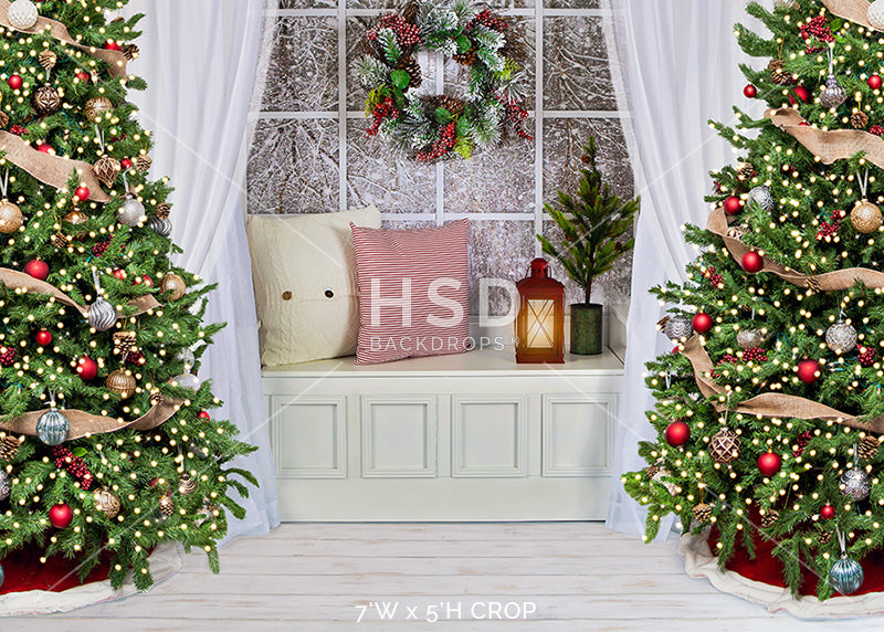 Vintage Christmas Backdrop Storefront for Christmas Backdrop Pictures