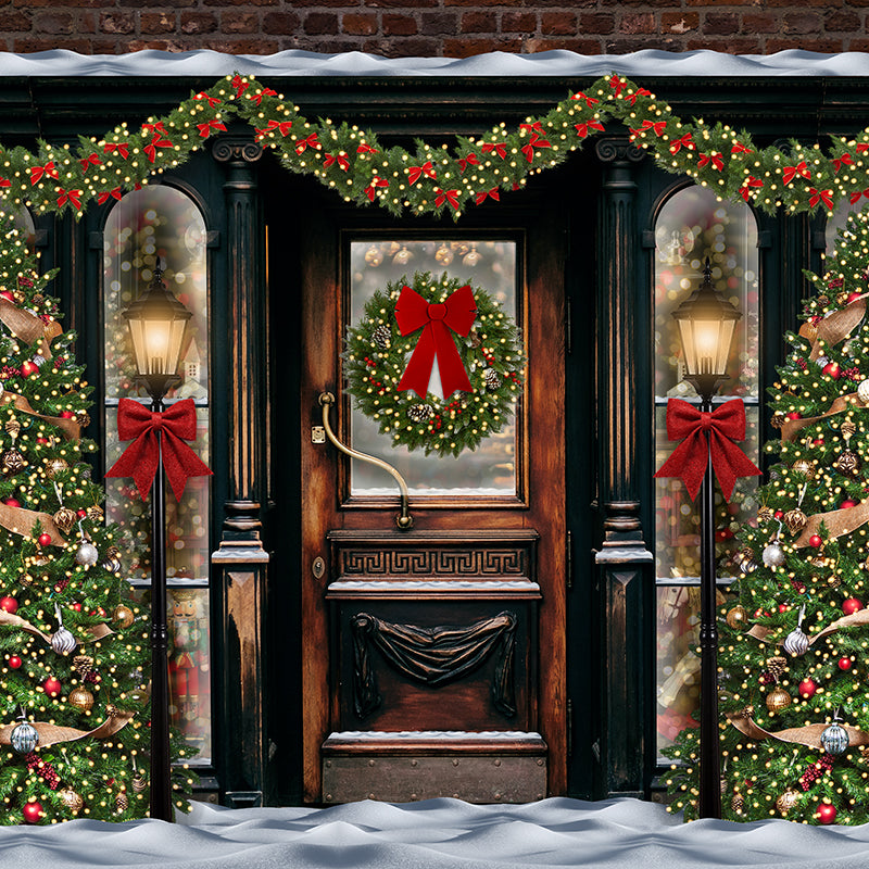 Vintage Christmas Backdrop Storefront for Christmas Backdrop Pictures