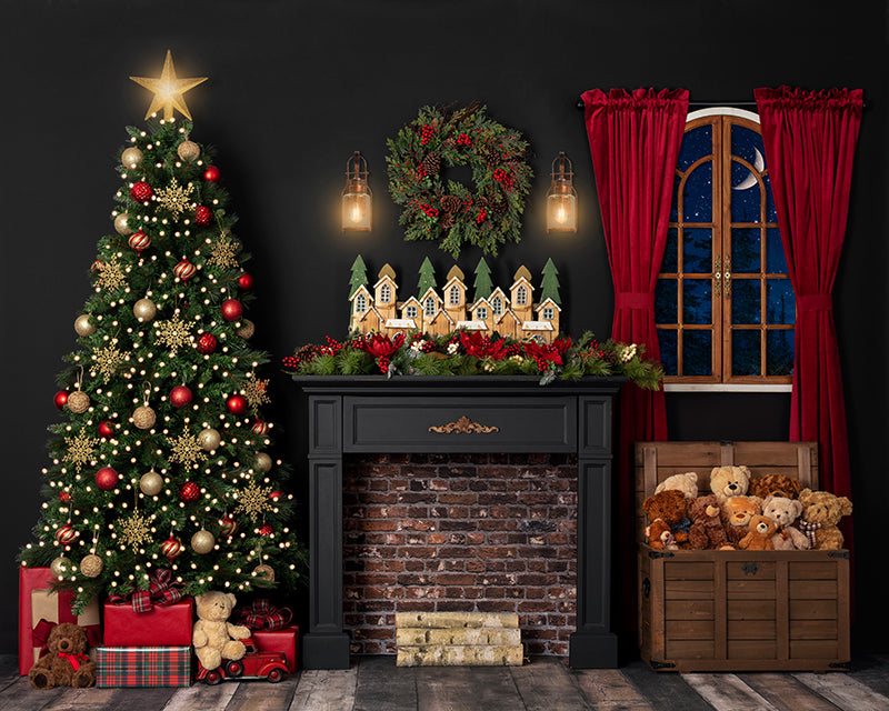 Merry Christmas Scene Backdrop for Pictures in Studio