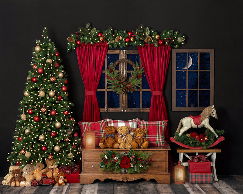 Merry Christmas Scene Backdrop for Pictures in Studio