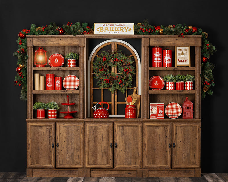 Mrs Claus' Christmas Kitchen Backdrop. Christmas Decor Backdrops