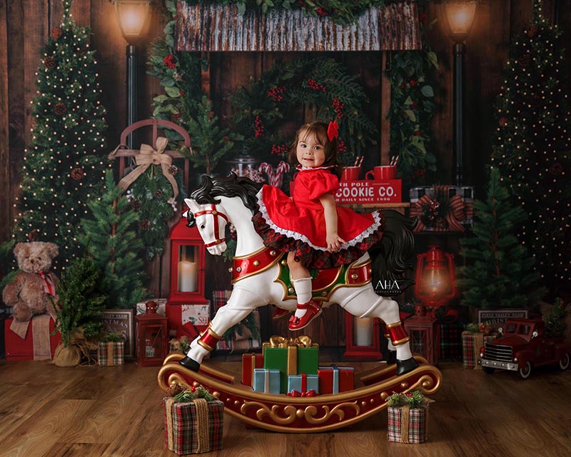 Hot Cocoa Stand Tree Farm Christmas Photo Backdrop for Pictures