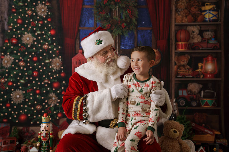 Santa Workshop Backdrop for Photography. Santa Claus Photo Backdrops ...