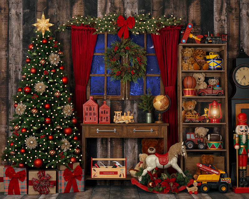 Santa Workshop Backdrop for Photography. Santa Claus Photo Backdrops ...