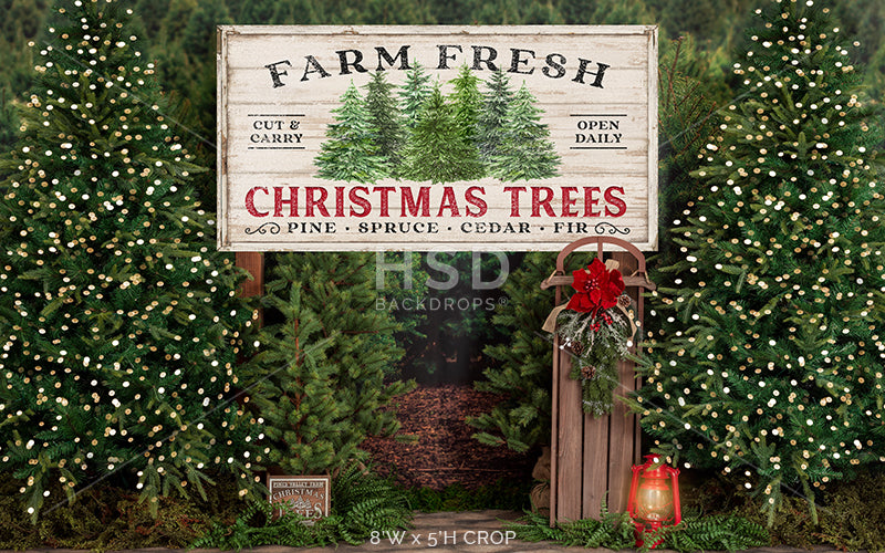Rustic Christmas Tree Farm Photo Backdrop Photography
