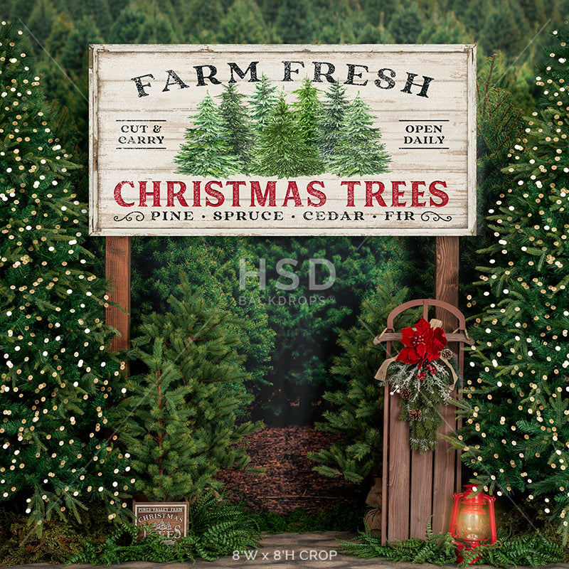 Rustic Christmas Tree Farm Photo Backdrop Photography