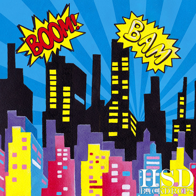 Superhero Photography Backdrop Skyline Sper Hero Birthday Photo Props ...