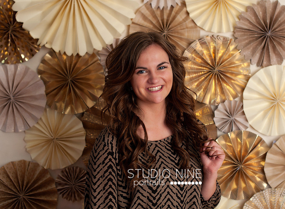 Gold Pinwheel Photography Backdrop, Pinwheel Photo Backdrop, Fans