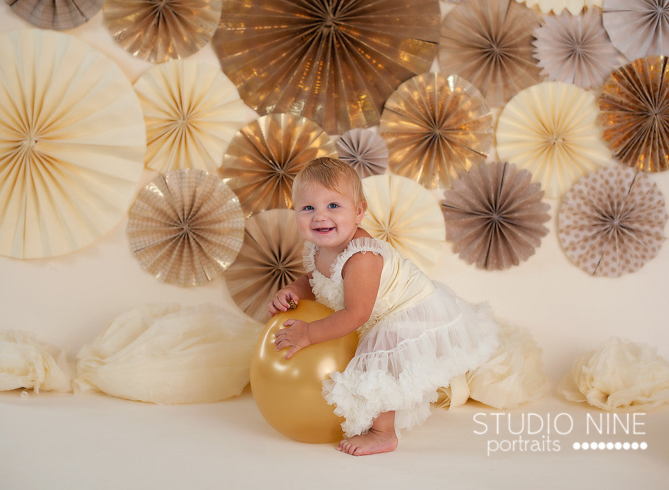 Gold Pinwheel Photography Backdrop, Pinwheel Photo Backdrop, Fans
