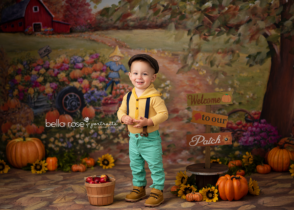 Harvest Season Fall Photo Background Red Barn Photography Backdrop