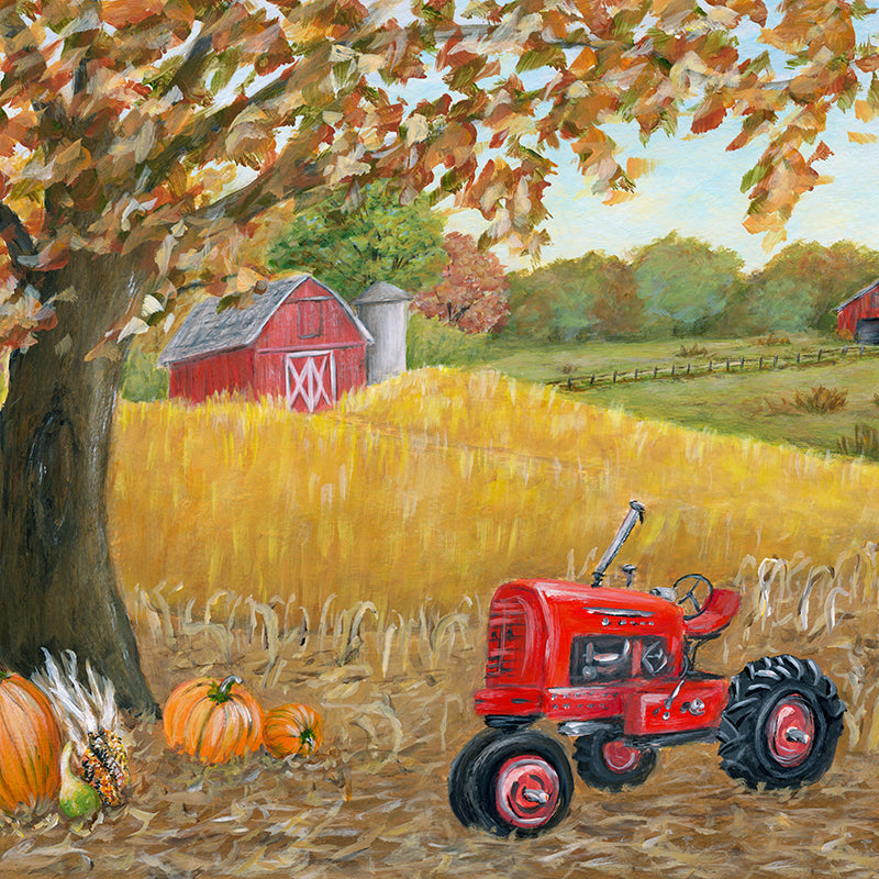 Fall Farm Photography Backdrop Red Tractor Photo Backdrop Background ...
