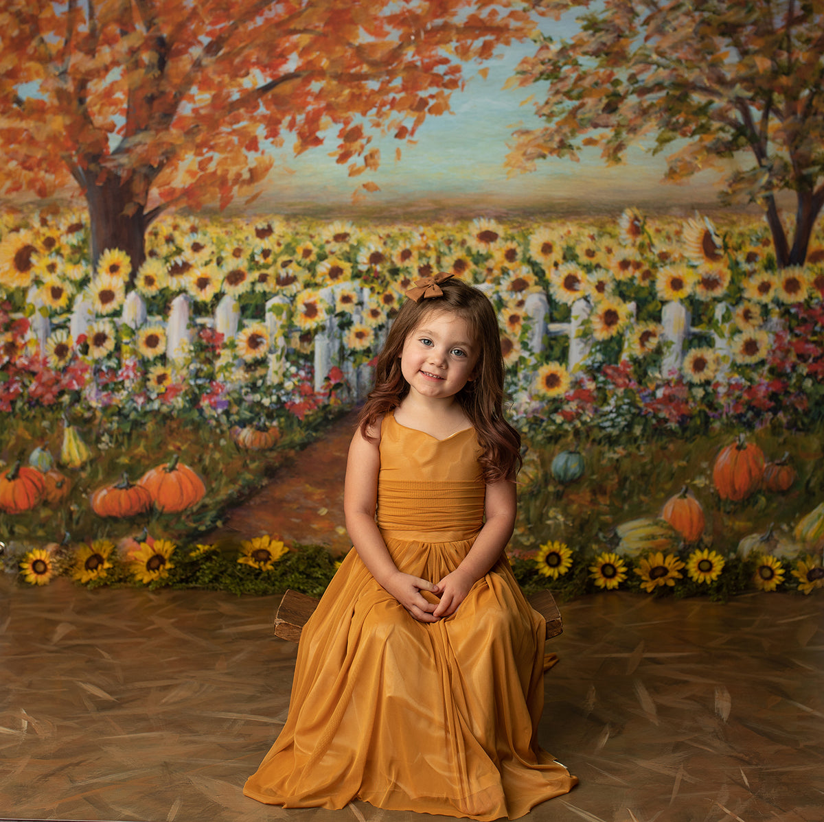 Painted Sunflower Field Backdrop for Photography Fall Studio Portraits ...
