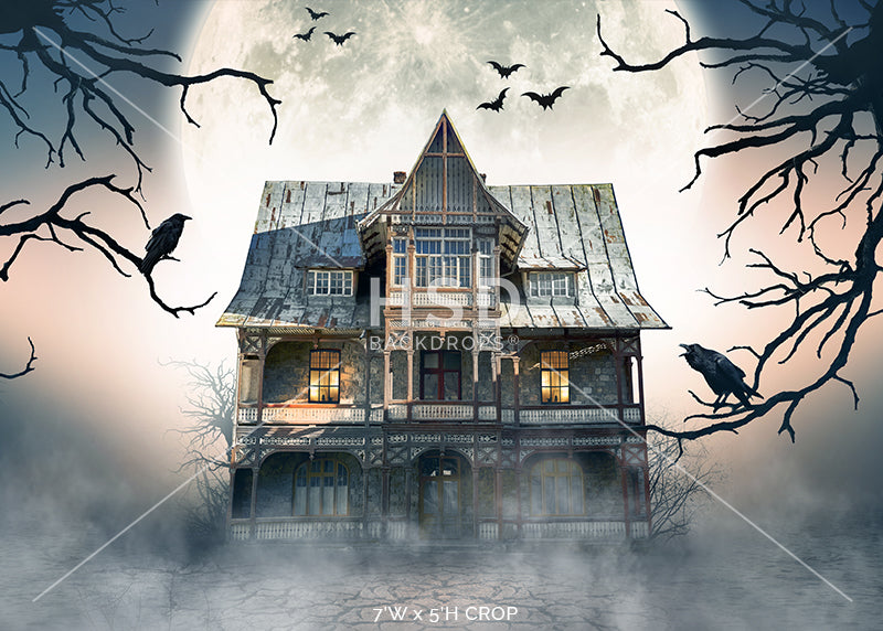 Scary Backdrops for Halloween. Haunted House Halloween Party Backdrop.