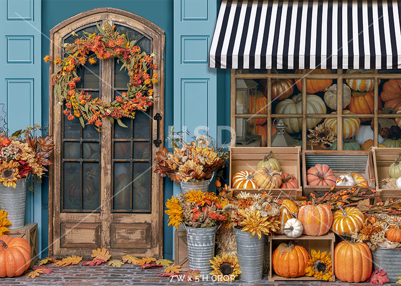 Fall Photography Backdrop for Pictures. Autumn Backdrop of Fall Storefront