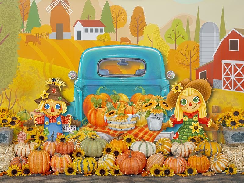 Fall Backdrops for Pictures with Pumpkin Patch. Autumn Photo Backdrop ...