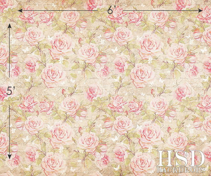 Photography Backdrop Vintage Pink Roses Wall Paper, Vinyl Backdrops ...