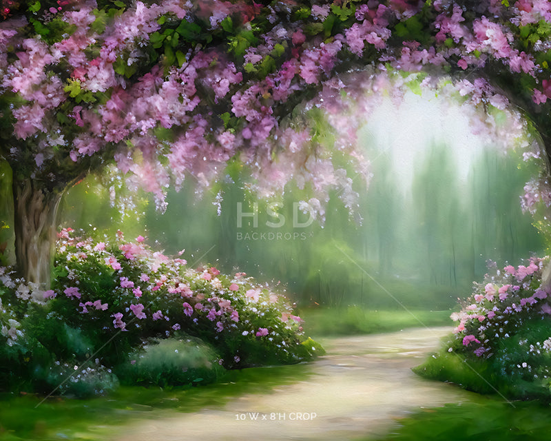 Spring Photo Backdrop | Enchanted Garden Background with Wisteria