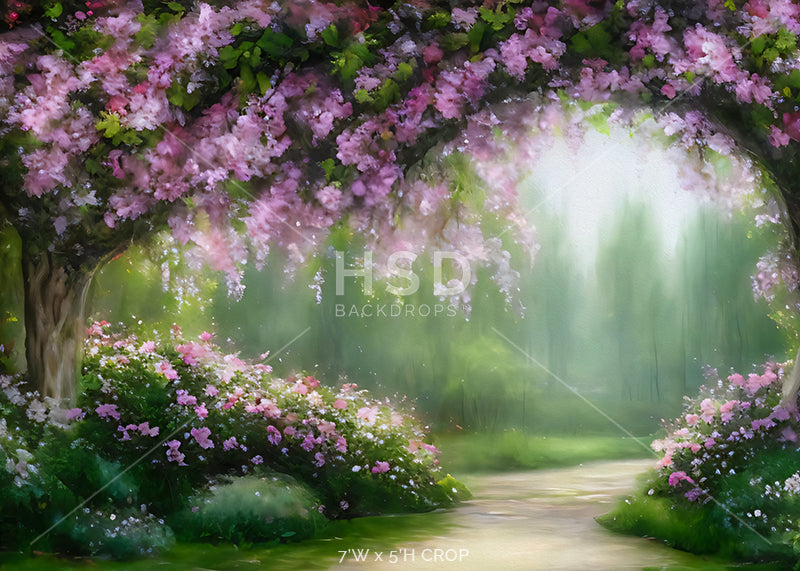 Spring Photo Backdrop | Enchanted Garden Background with Wisteria