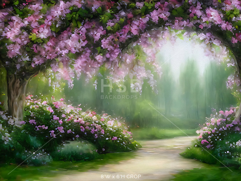 Spring Photo Backdrop | Enchanted Garden Background with Wisteria