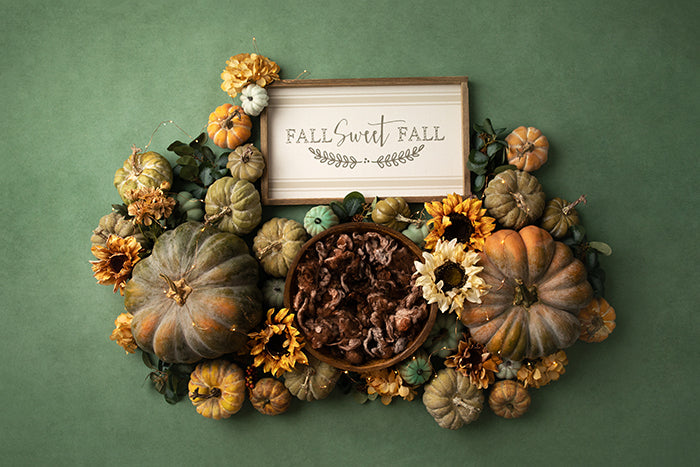 Fall Sweet Fall (Green) Newborn Digital Backdrop Composite for Fall
