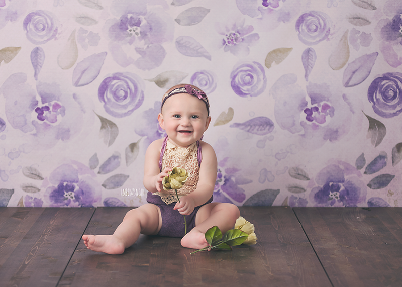 Purple floral photography backdrop spring girls baby