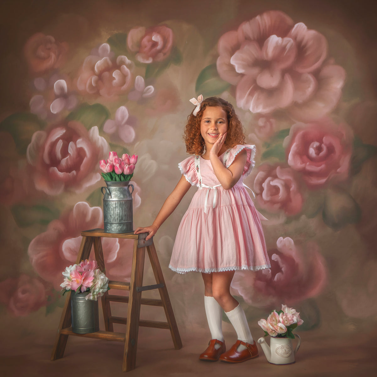 Floral Fine Art Photo Backdrop for Studio Portraits English Garden