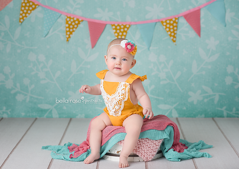 Mint Green Floral Painted Photography Backdrop Girls