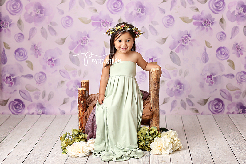 Purple floral photography backdrop spring girls baby