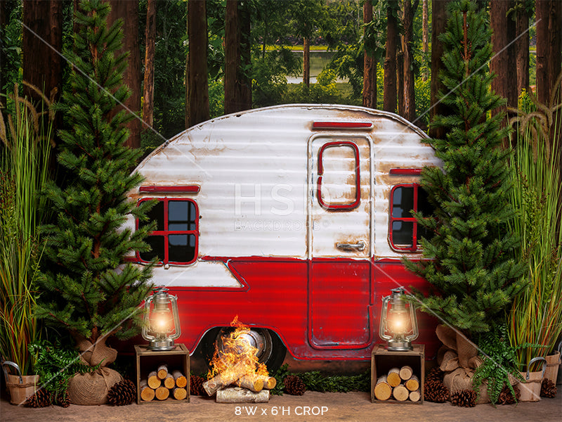 Camper Backdrop. Outdoor Camping Photo Backdrop for Summer Minis