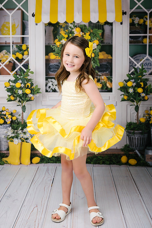 Lemon Backdrop for Summer Portraits. Lemon Themed Photo Background.
