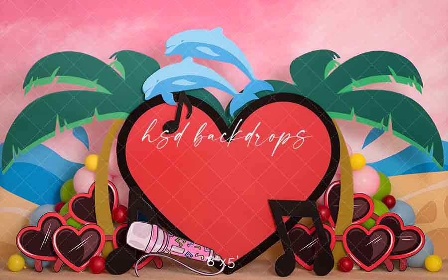 Bad Bunny Backdrop with Tropical Beach Scene