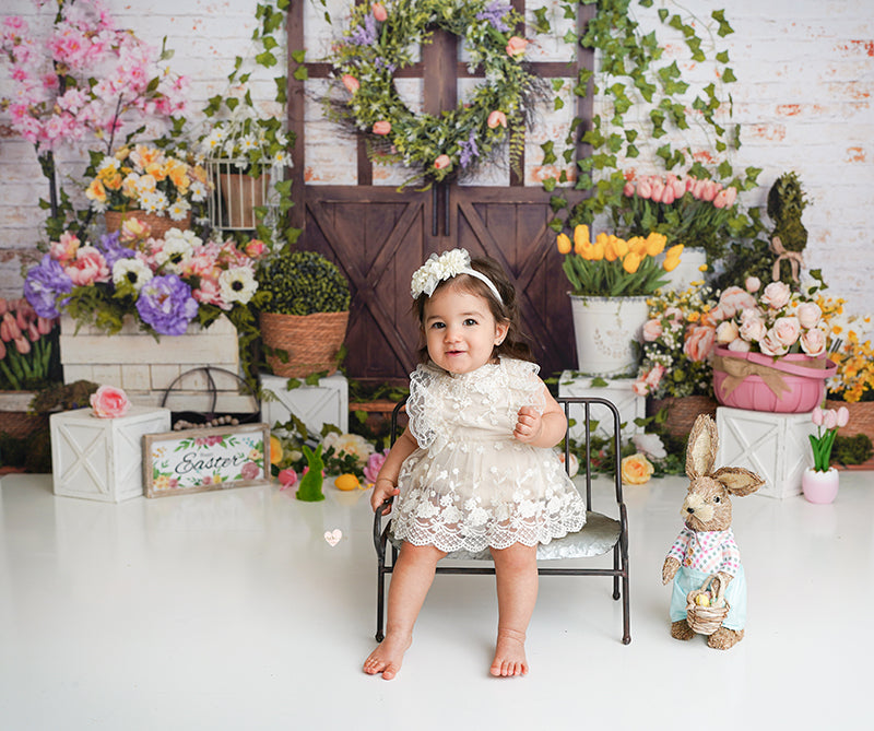 Spring Photo Backdrop | Spring Porch Easter Backdrops for Photography