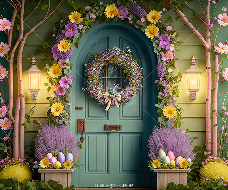 Easter Photo Backdrop | Charming Easter Door Spring Picture Backdrop
