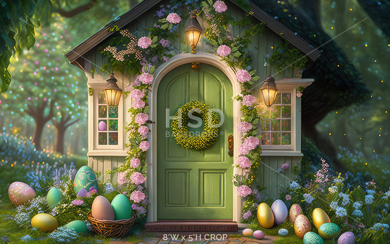 Easter Bunny Backdrop Photography | Easter Egg Cottage Spring Backdrop
