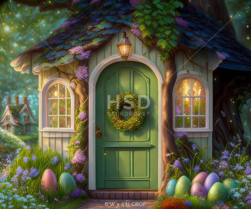 Easter Bunny Photo Backdrop | Enchanted Easter Cottage Spring Backdrop