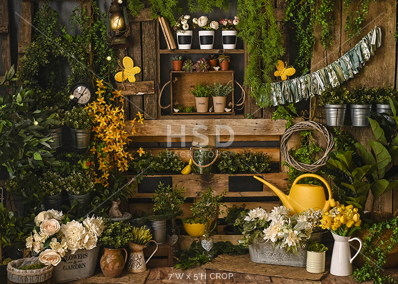 Spring Garden Backdrop | Garden Shed Plants Backdrop for Photography