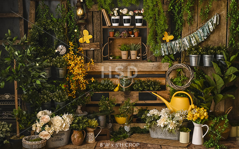 Spring Garden Backdrop | Garden Shed Plants Backdrop for Photography