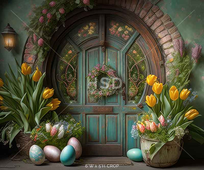 Easter Themed Backdrop | Rustic Easter Cottage Door Photo Backdrop ...
