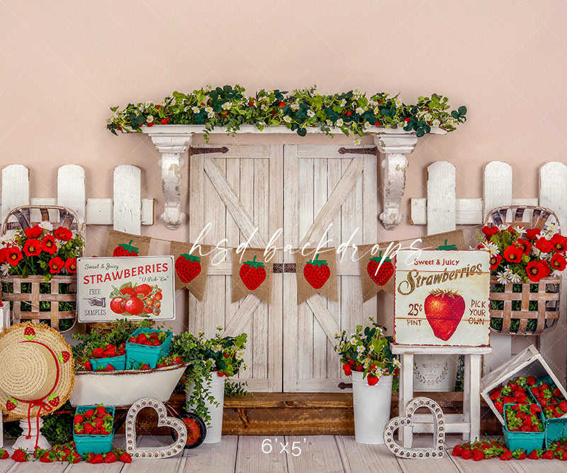 Strawberry Backdrop for Birthday Cake Smash, Spring or Summer Photos ...